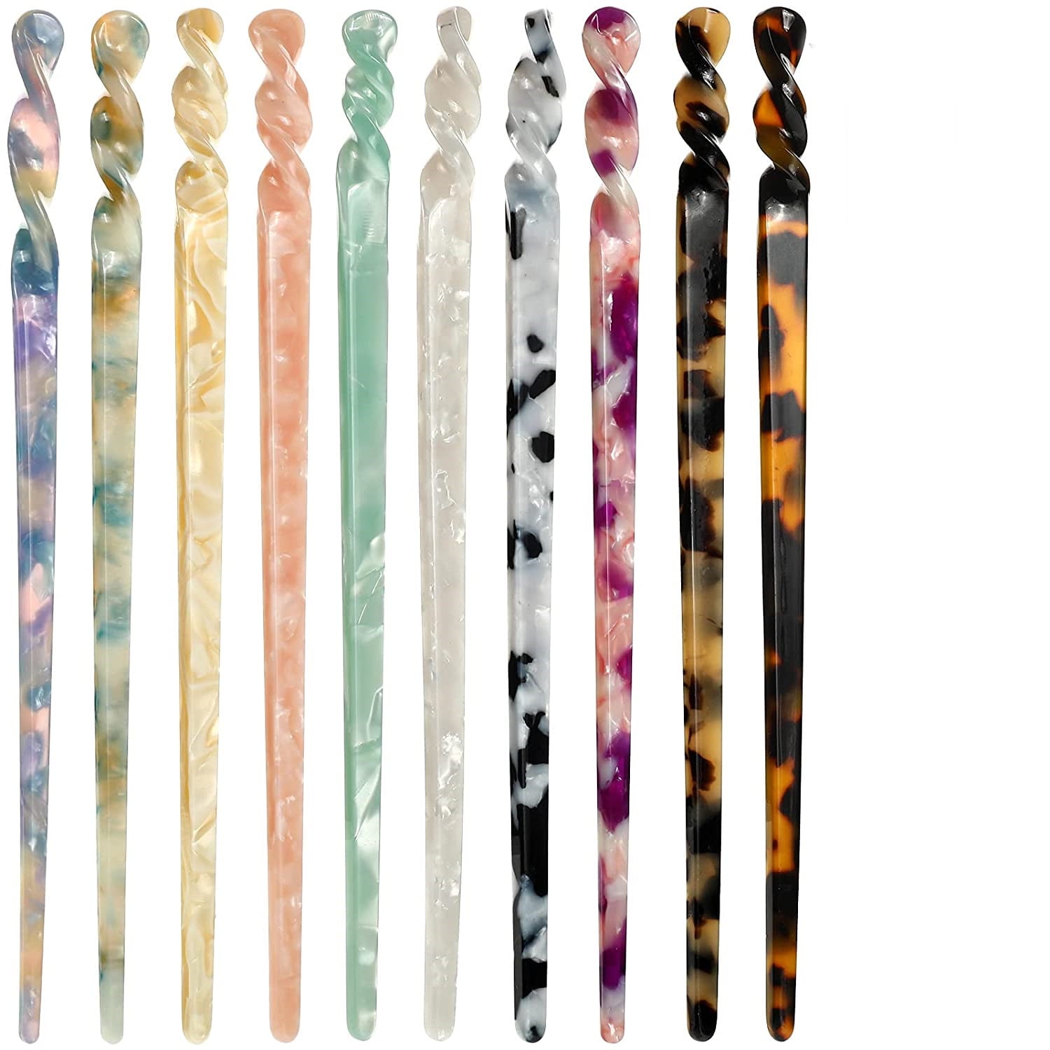 Casewin 10 Pieces Acetate Hair Sticks, Hair Chopsticks, Tortoise Shell ...
