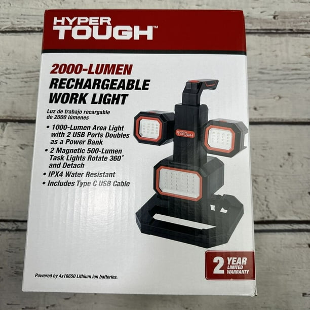 Hyper Tough 7808 2000 Lumen LED Rechargeable Work Light with Removable ...