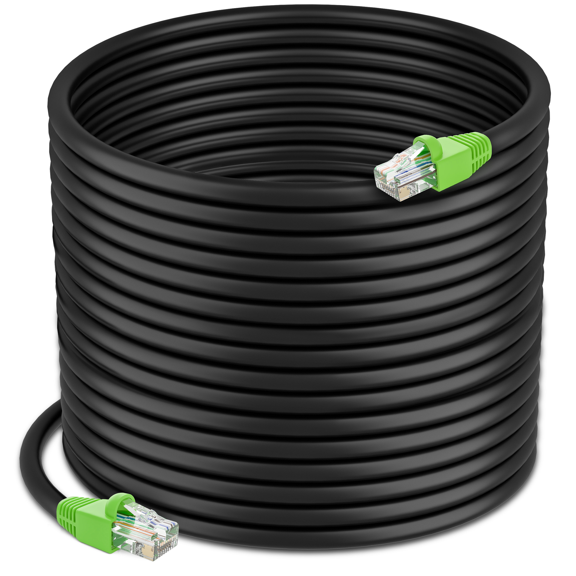 GearIT Cat6 Outdoor Ethernet Cable Copper Clad Aluminum, Black 100-ft ...