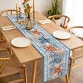 Blue Coastal Cotton Linen Table Runner Orange Starfish Coral Beach ...