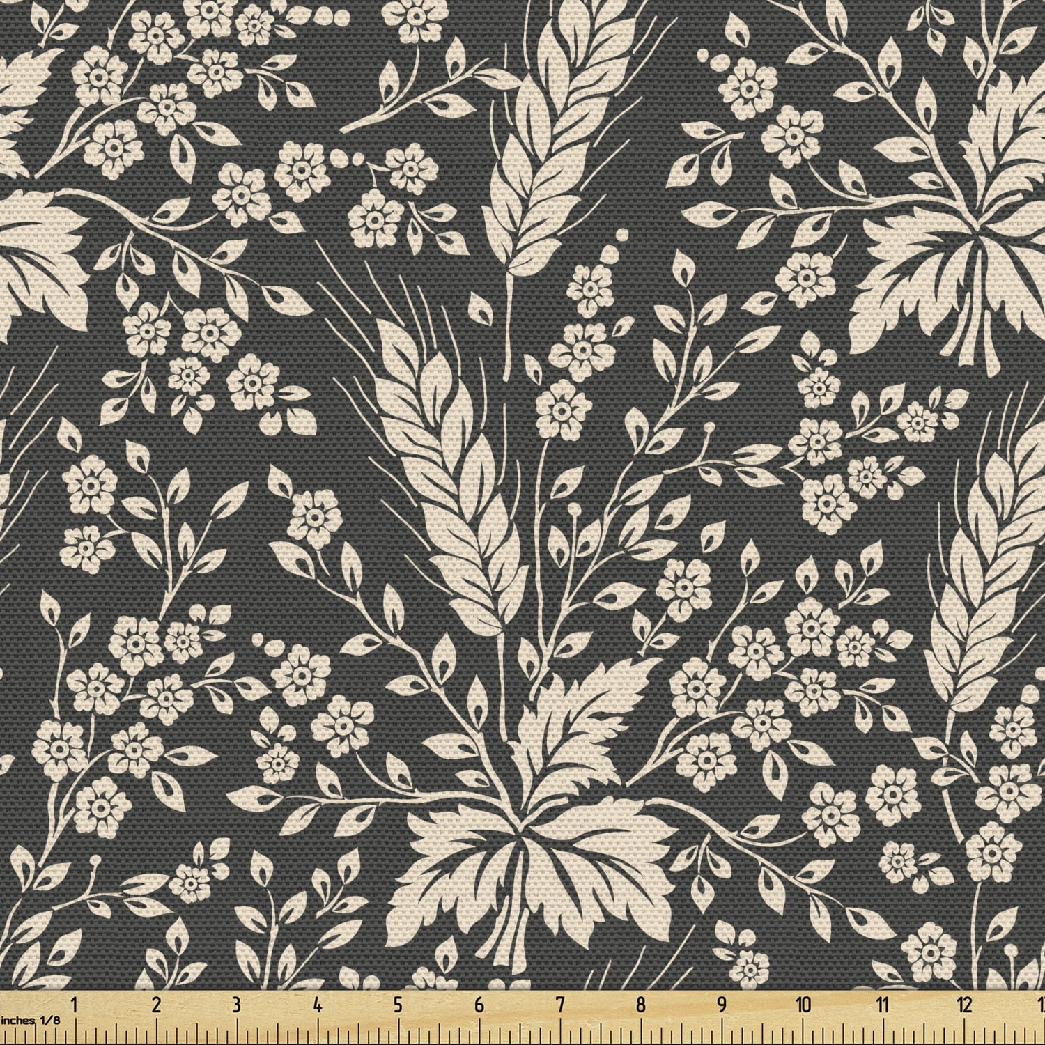 Botanical Fabric by the Yard Upholstery, Forest Flowering Plants with ...