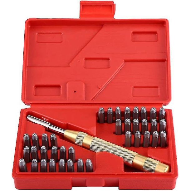 Sello de letras y números del alfabeto, juego de punzones de números de letras de 38 piezas para ...