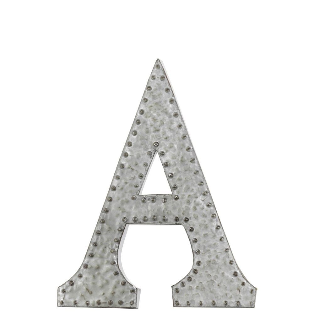 Metal Wall Decor Letter A With Rivets - Galvanized Zinc - Walmart.com