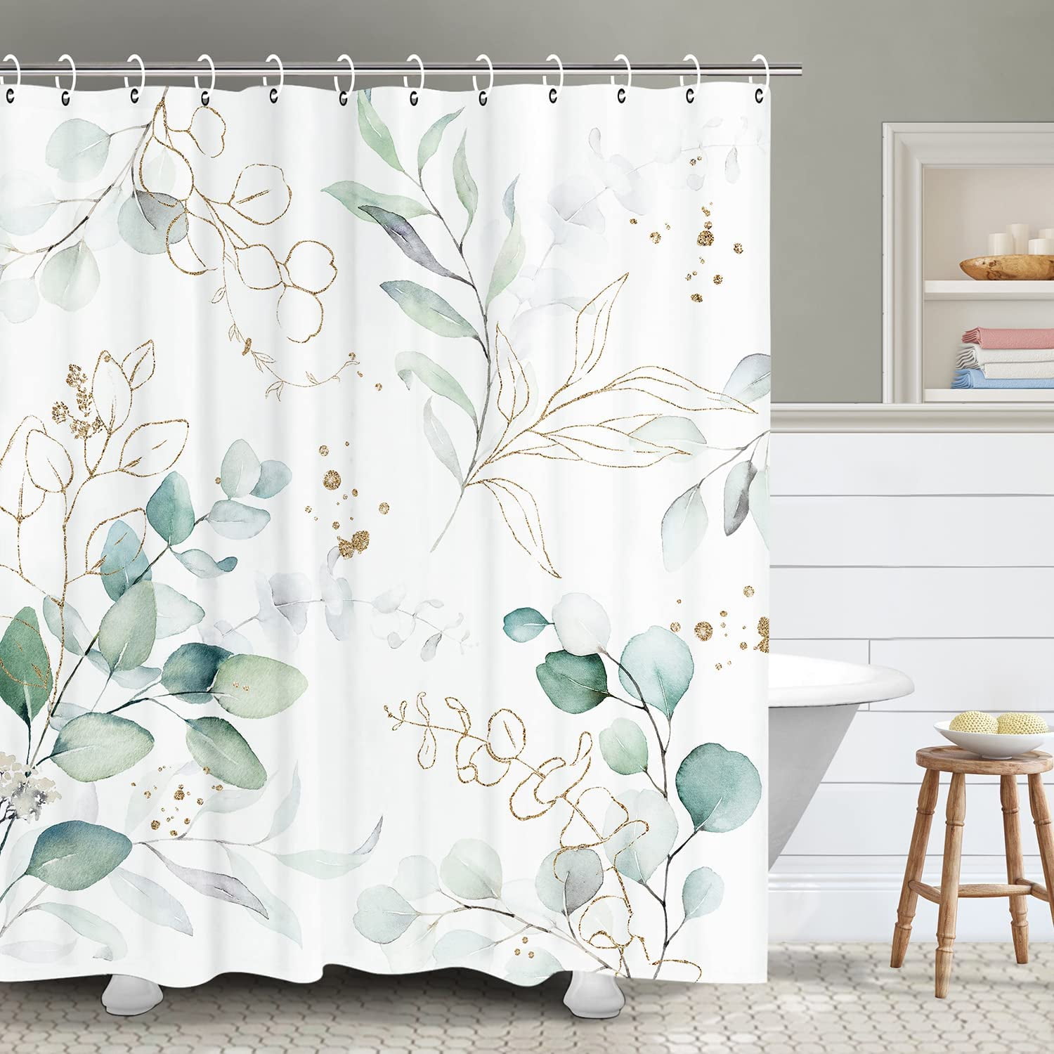 Leaves Shower Curtain Eucalyptus Leaves Shower Curtain Green Leaf Bath ...