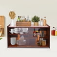 Small Kitchen Pantry Cabinet Wall Sideboard w/ Glass Doors Cupboard ...