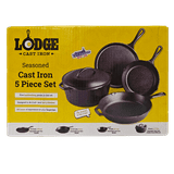 Lodge Cast Iron Seasoned 5-Piece Set with Skillet, Griddle & Dutch Oven ...