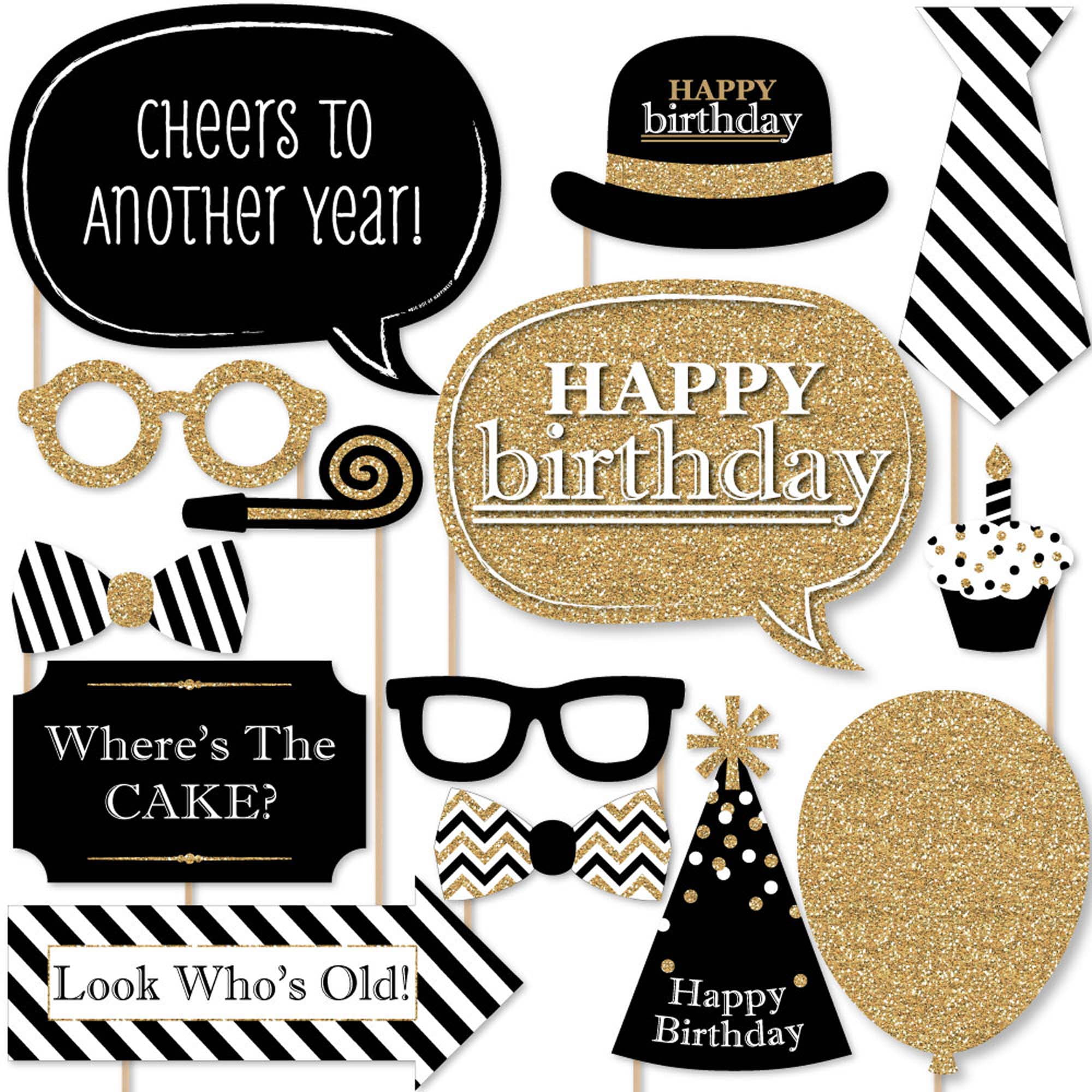 Big Dot of Happiness Adult Happy Birthday - Gold - Birthday Party Photo ...