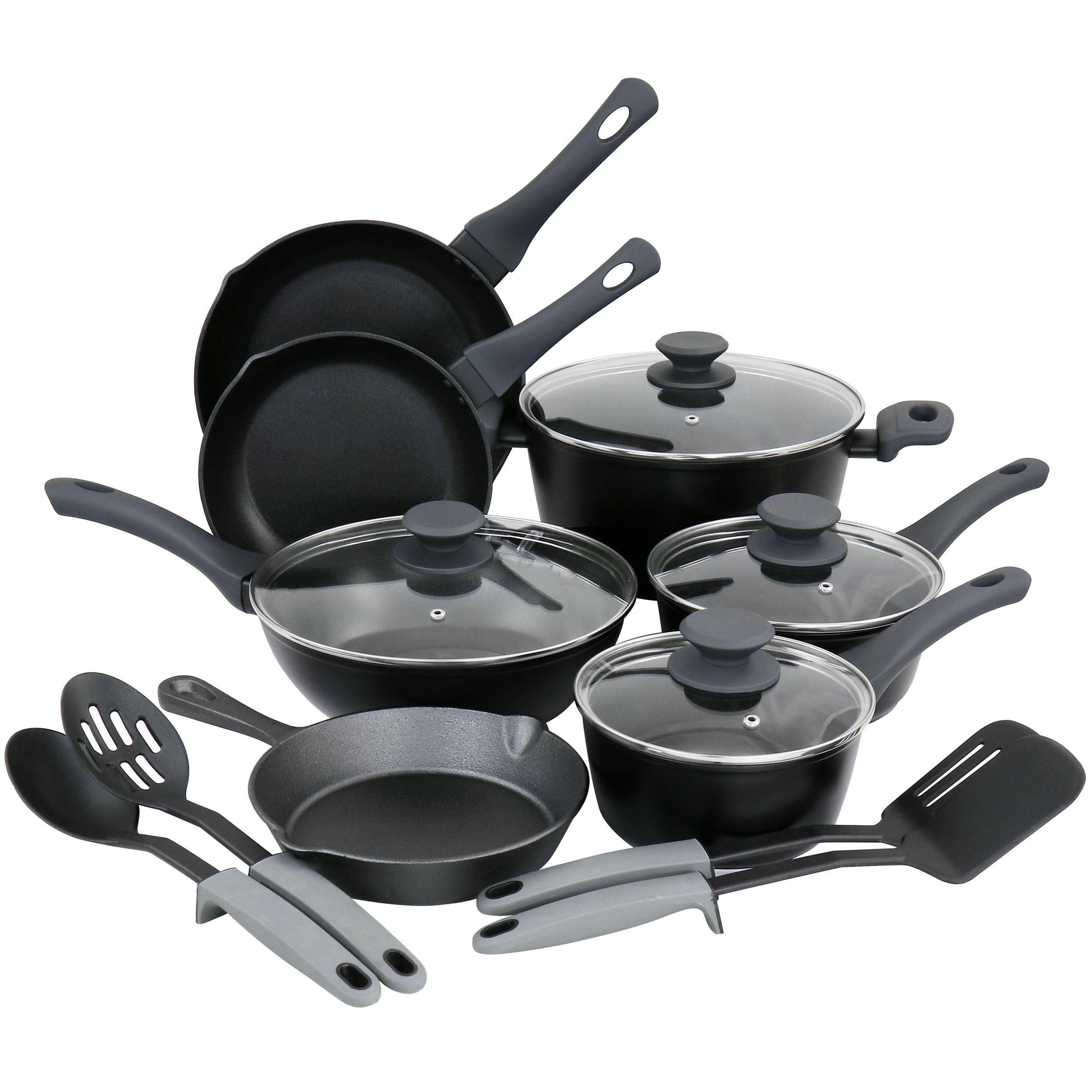 Gibson Elite Soho Lounge 15 Piece Non Stick Cookware Combo Set in Black ...