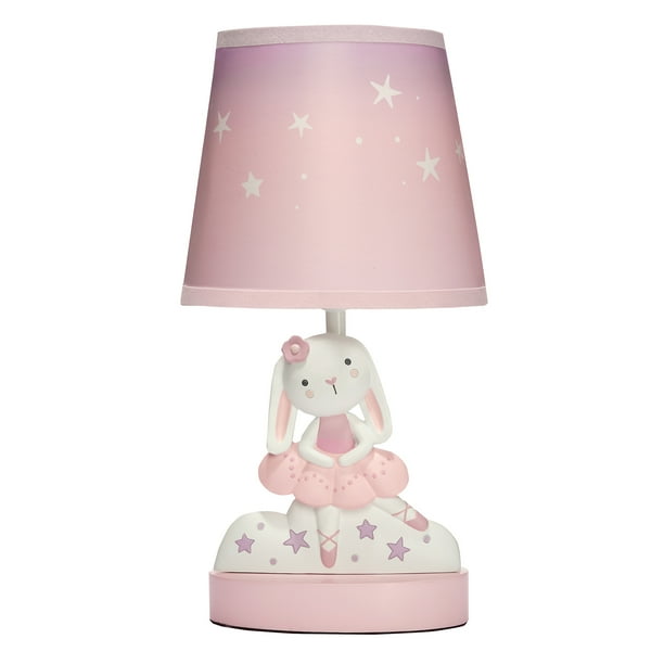 Bedtime Originals Tiny Dancer Bunny & Stars Pink Nursery Lamp with ...