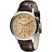 Emporio Armani Men's Classic Chronograph Watch, Beige Dial, Brown Strap ...