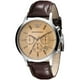 Emporio Armani Men's Classic Chronograph Cream Face Brown Leather Strap ...