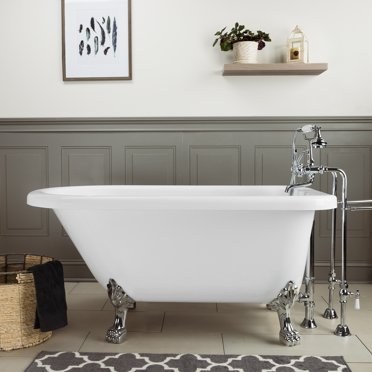 Serenity 72 Inch Acrylic Double Slipper Clawfoot Tub - Rim Drillings ...
