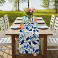 Botanical Navy Blue Burlap Cotton Table Runner 13x120 Inches Long ...