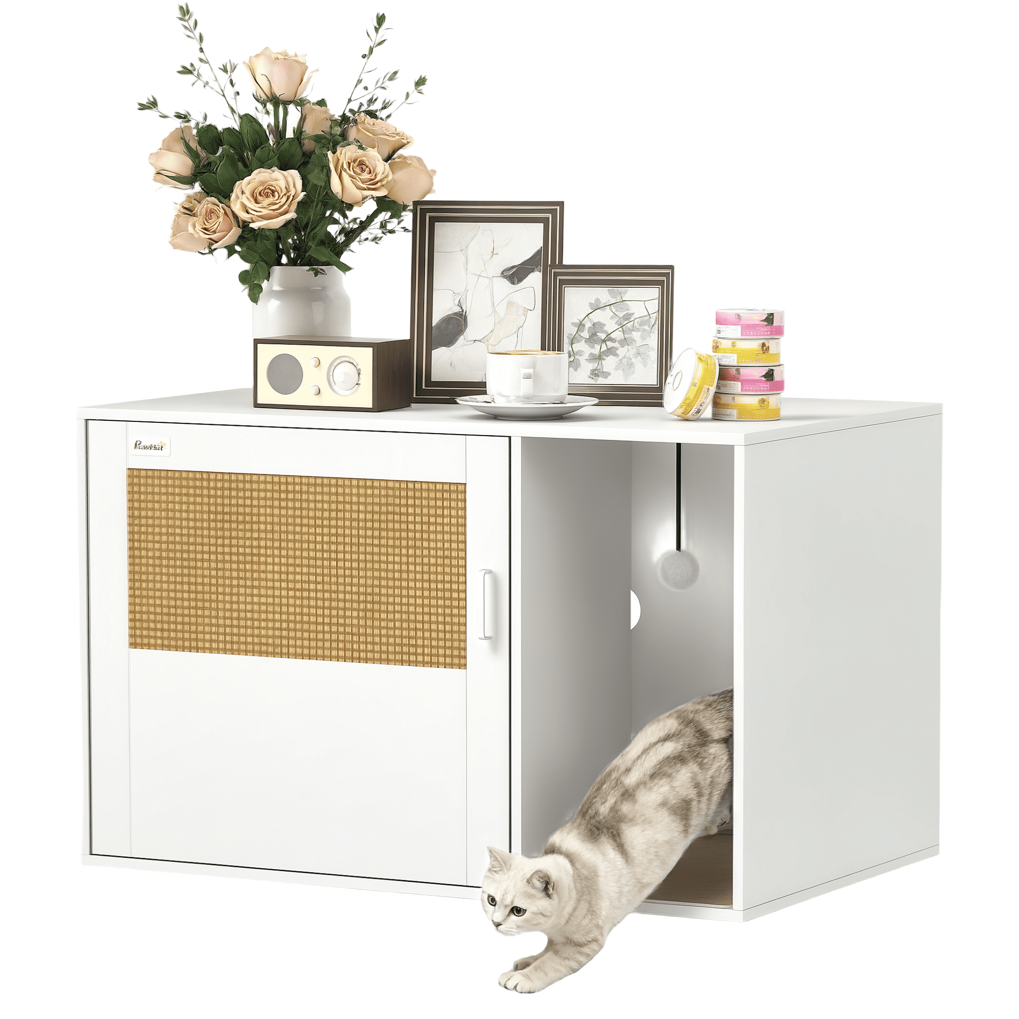Click here for Pawhut Cat Litter Box Enclosure With Rattan Door A... prices