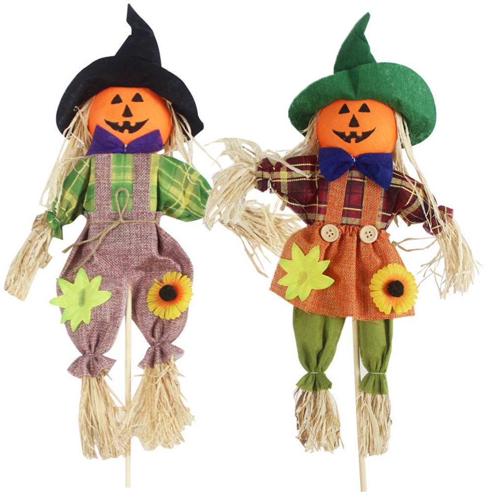 2 Pieces Fall Thanksgiving Scarecrow Decoration,24 Inch Standing ...