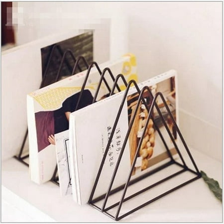 Wrought iron CD vinyl record storage rack bookshelf triangle book ...