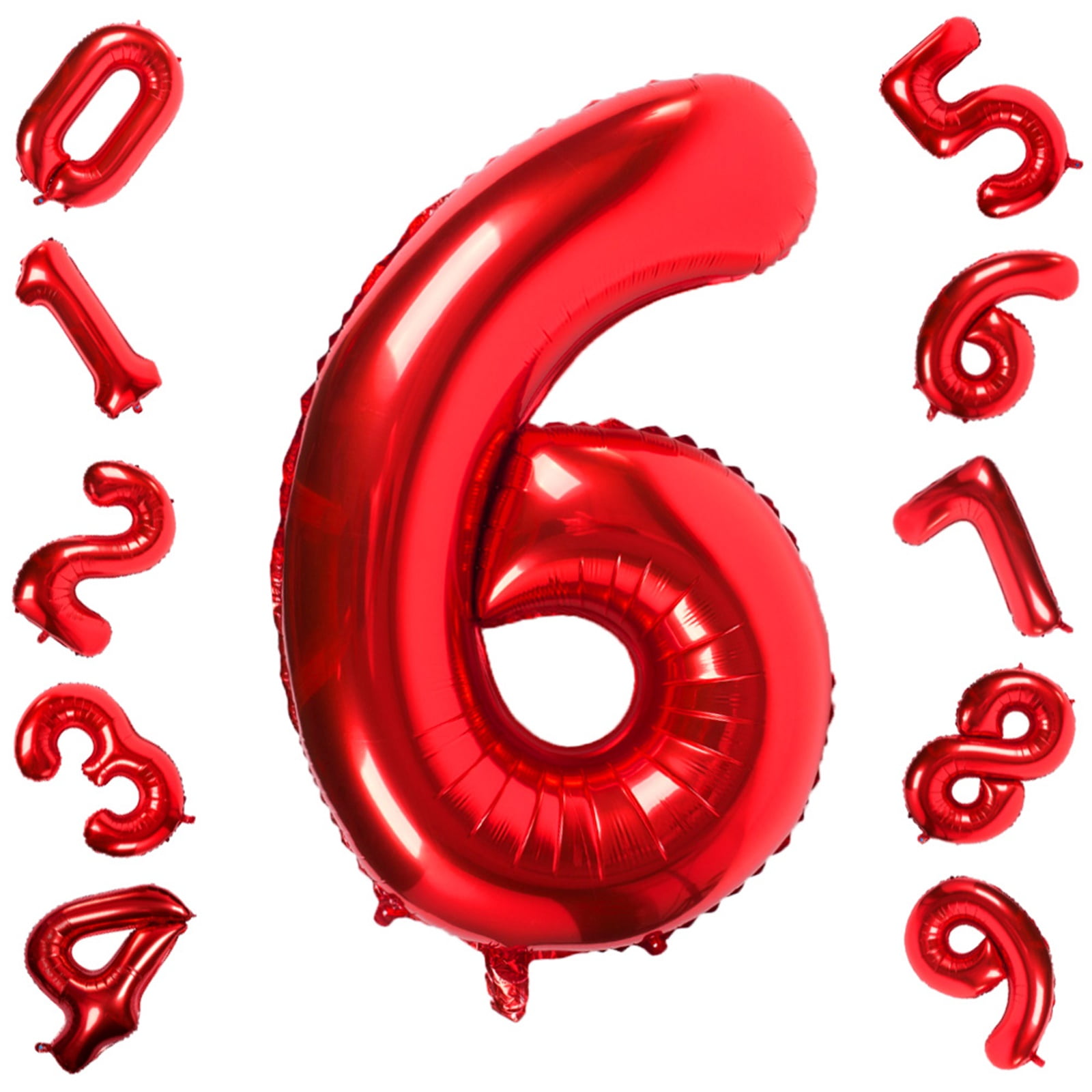Red 6 Balloons,40 Inch Birthday Foil Balloon Party Decorations Supplies ...