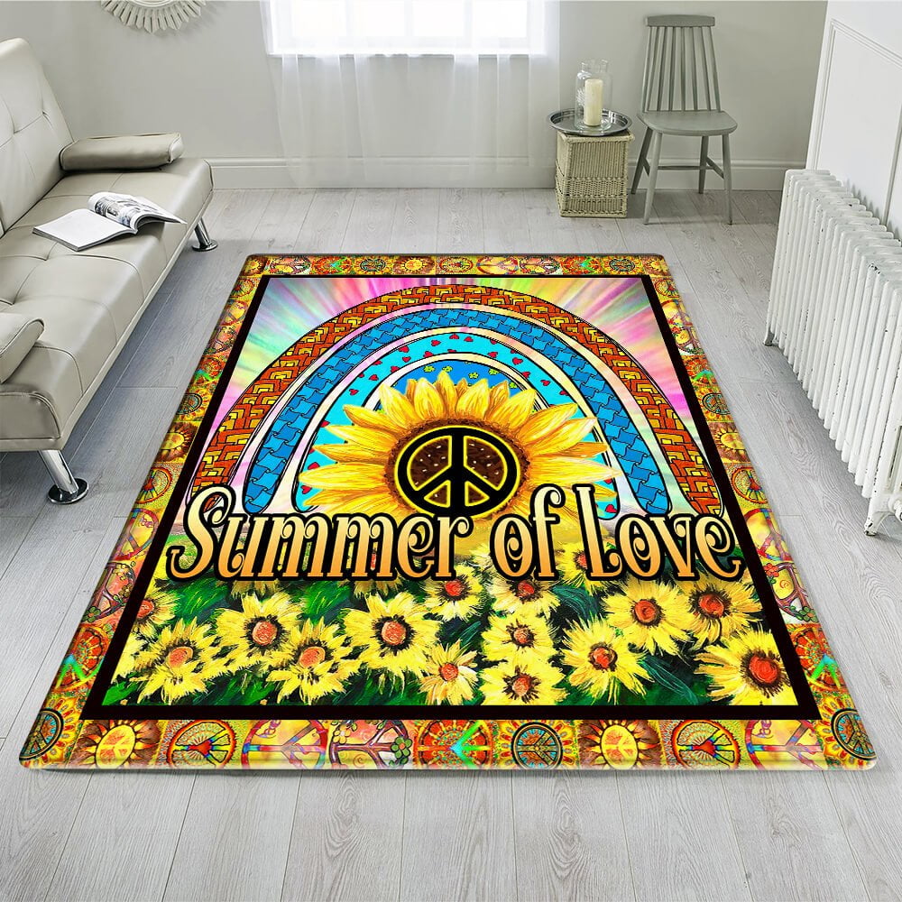 Rectangle Area Rug For Living Room, Bedroom, Hippie Rug Summer of Love ...