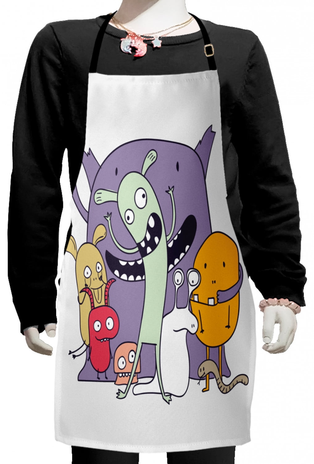 Alien Kids Apron, Pattern of Hilarious Various Beasts and Monsters ...