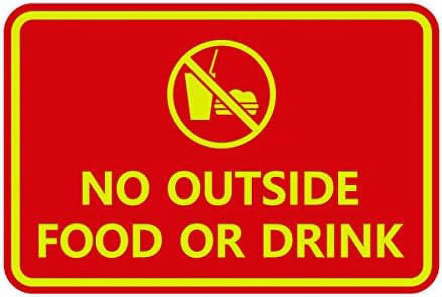 classic framed no outside food or drink sign (red/yellow) - large ...