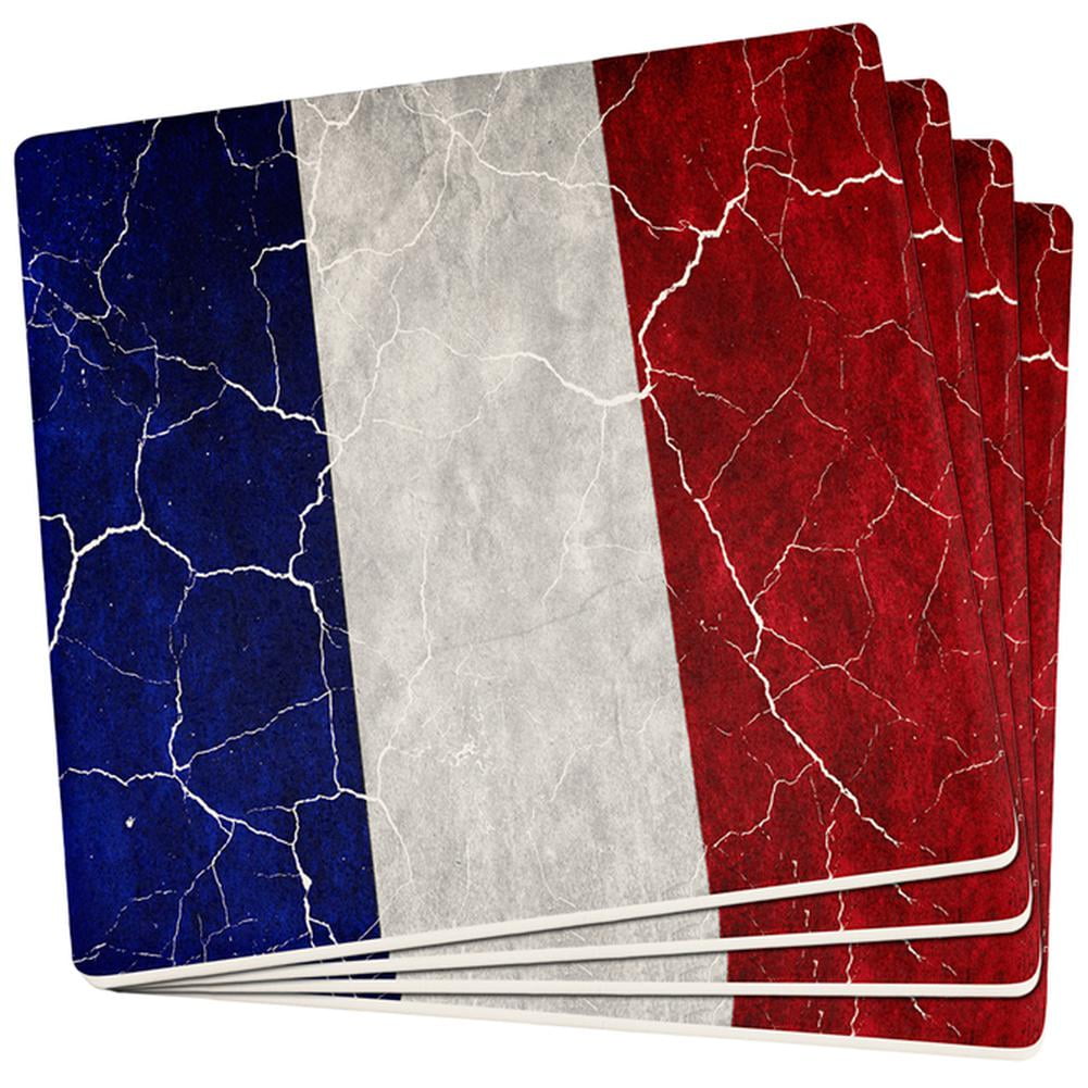 Distressed French Flag Set of 4 Square Sandstone Coasters - Walmart.com