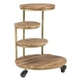 Linon Carter Metal and Wood Four Tiered Side Table with Wheels in Gold ...
