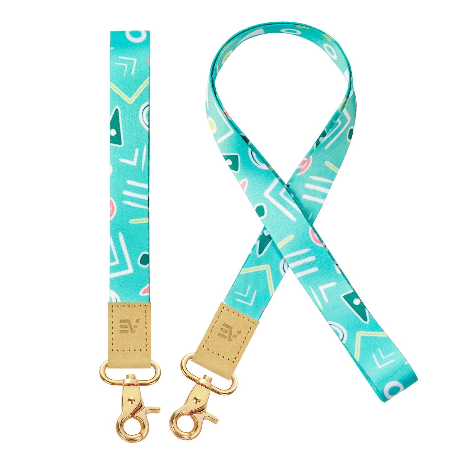 Pack of 2 Wrist and Neck Lanyards for ID Badges, Wristlet Keychain ...
