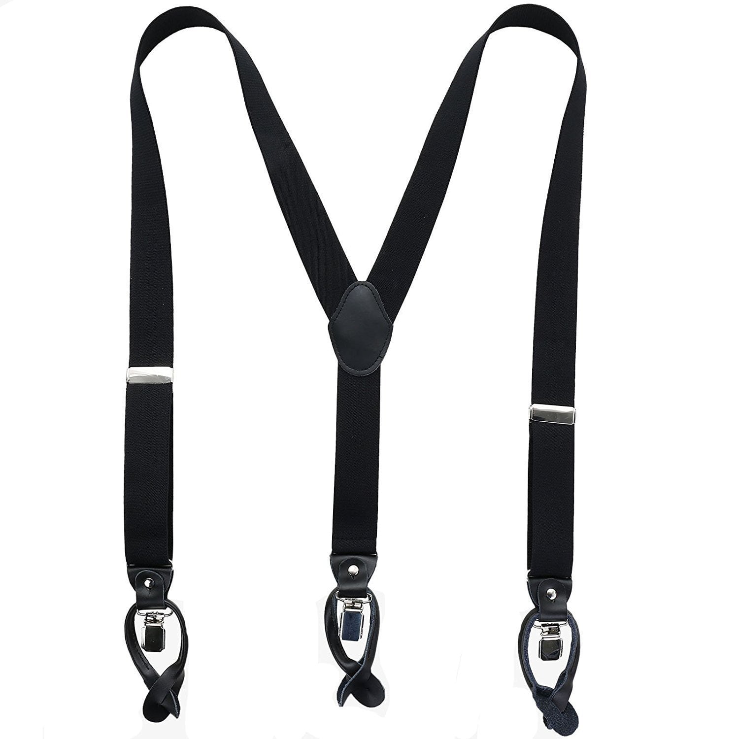 Adam Baker Mens Y-Back Button & Clip Convertible Suspenders- Black ...