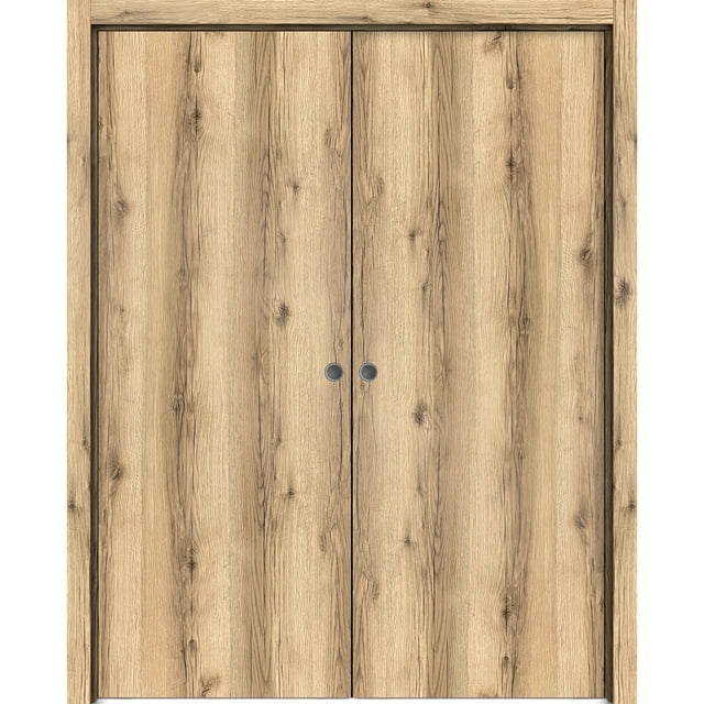 Sliding French Double Pocket Doors 72 x 96 inches | Planum 0010 Oak ...