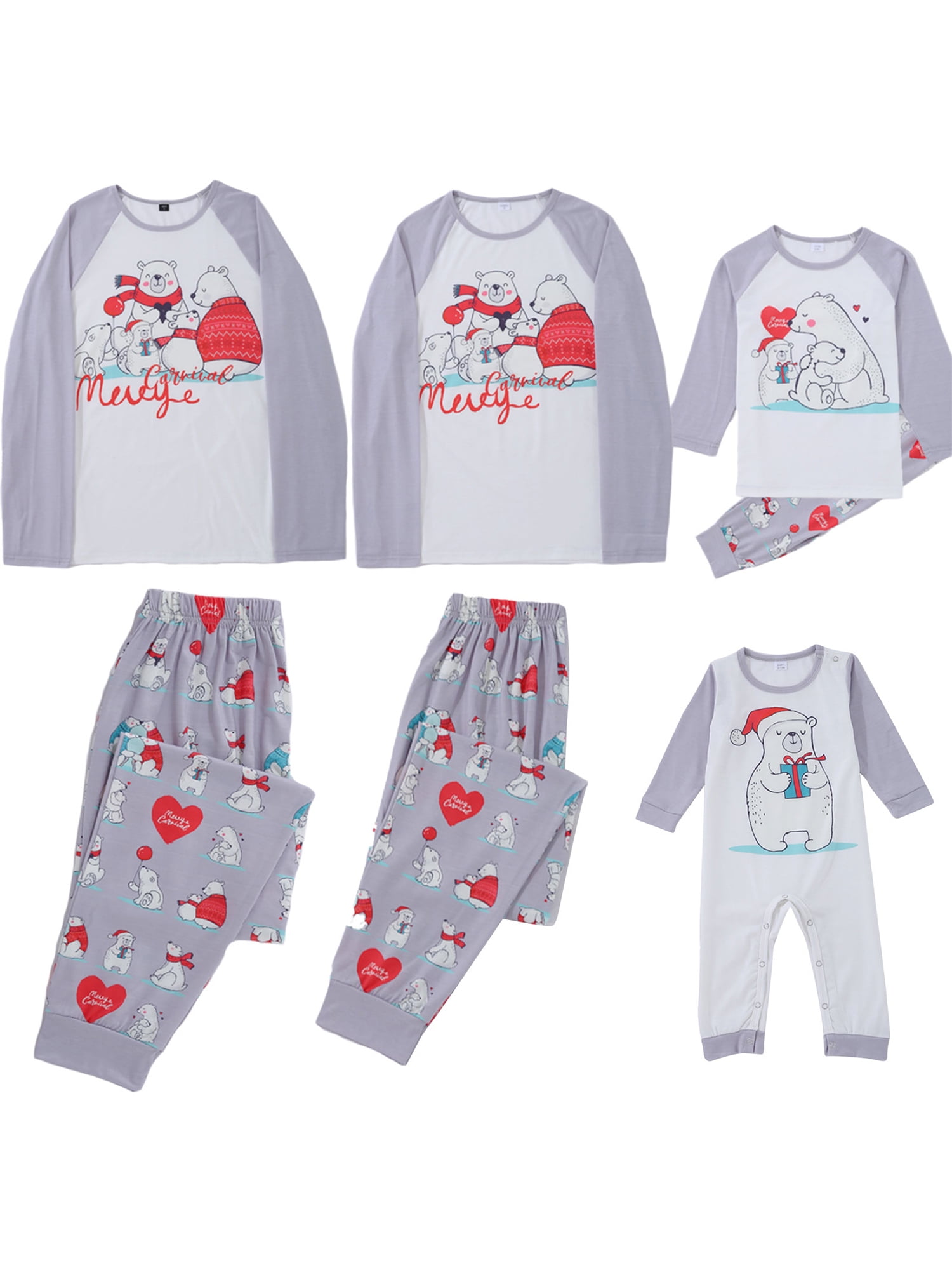 Huakaishijie Christmas Family Matching Pajamas Set Christmas Bear Print ...