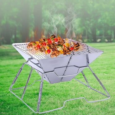 BENTISM Folding Campfire Grill Portable Camping Fire Pit Steel Outdoor ...