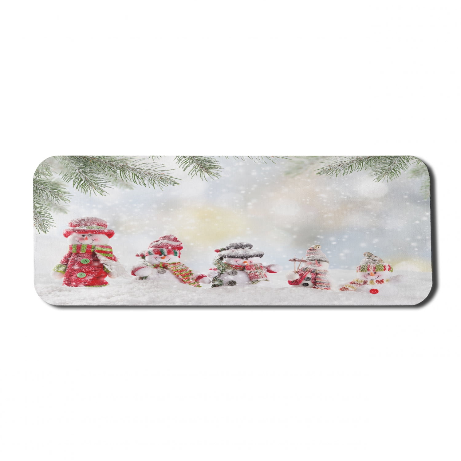 Christmas Computer Mouse Pad, Depiction with Snowman and Falling Snow ...