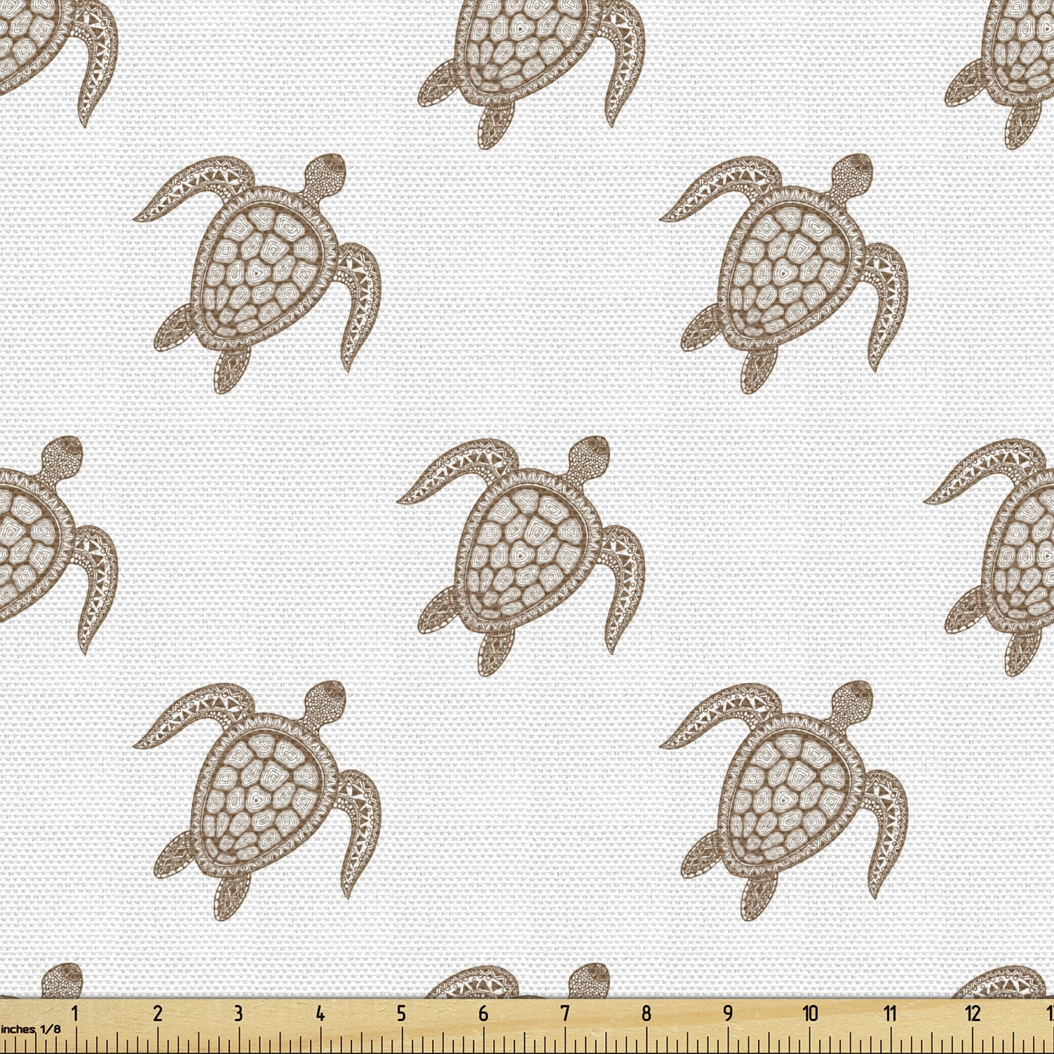 Turtle Fabric by the Yard Upholstery, Underwater Animals Hand Drawn ...