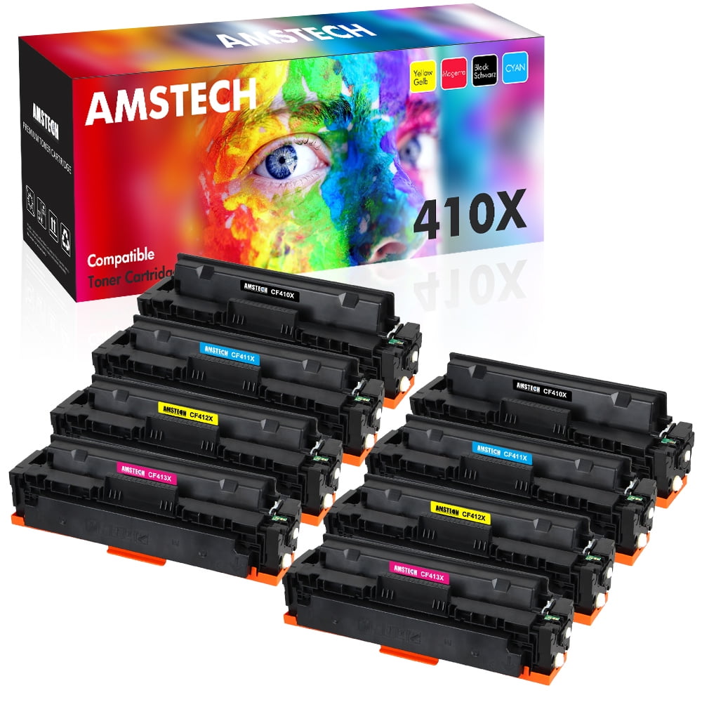 Amstech 8-Pack Compatible Toner for HP CF410X CF411X CF412X CF413X for ...