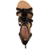 Girl's Flower Zipper Back Wedge Sandal - Walmart.com