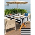 Black and Rectangle Outdoor Tablecloth with Umbrella Hole Gray Stripe ...