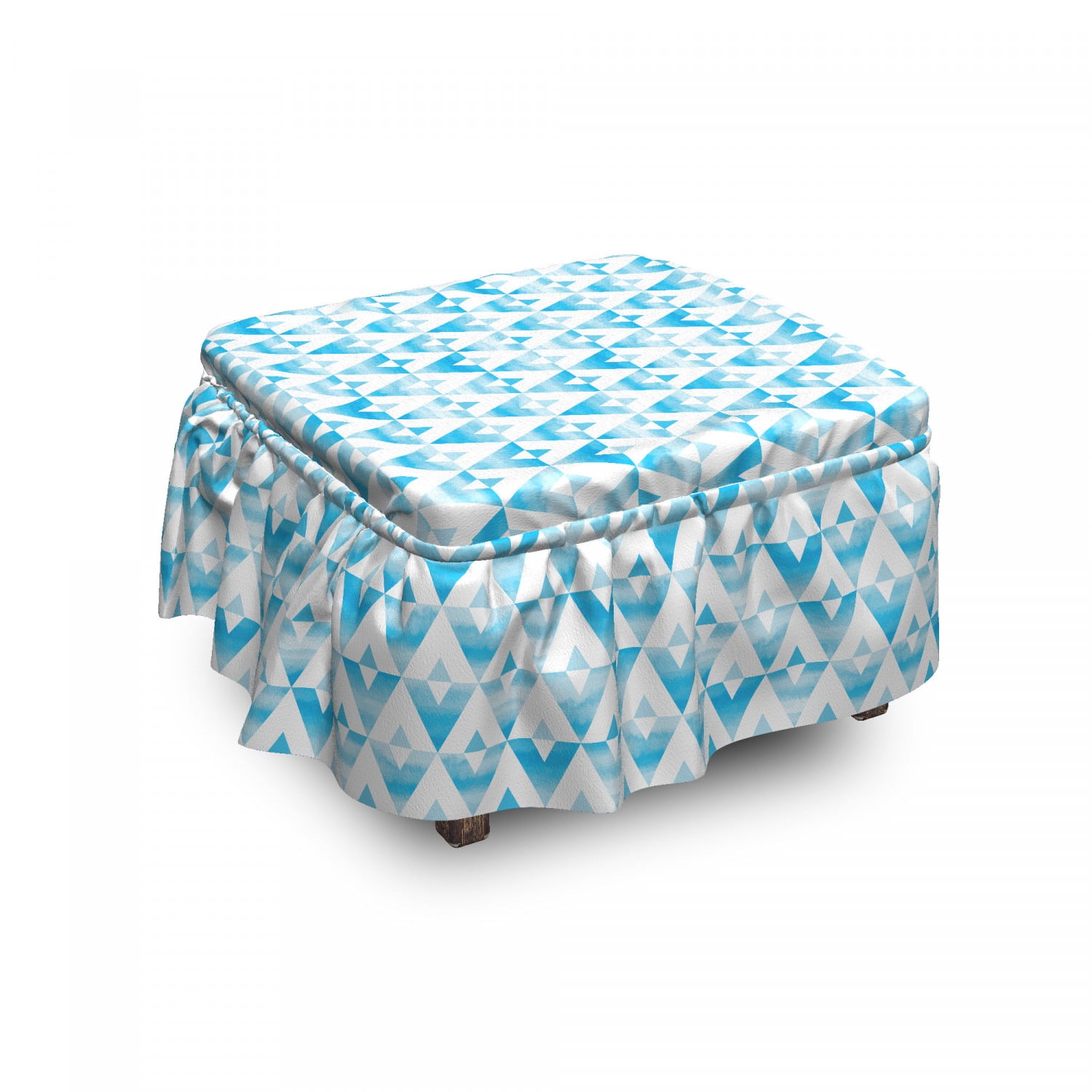 Modern Ottoman Cover, Geometric Shape Triangle, 2 Piece Slipcover Set ...