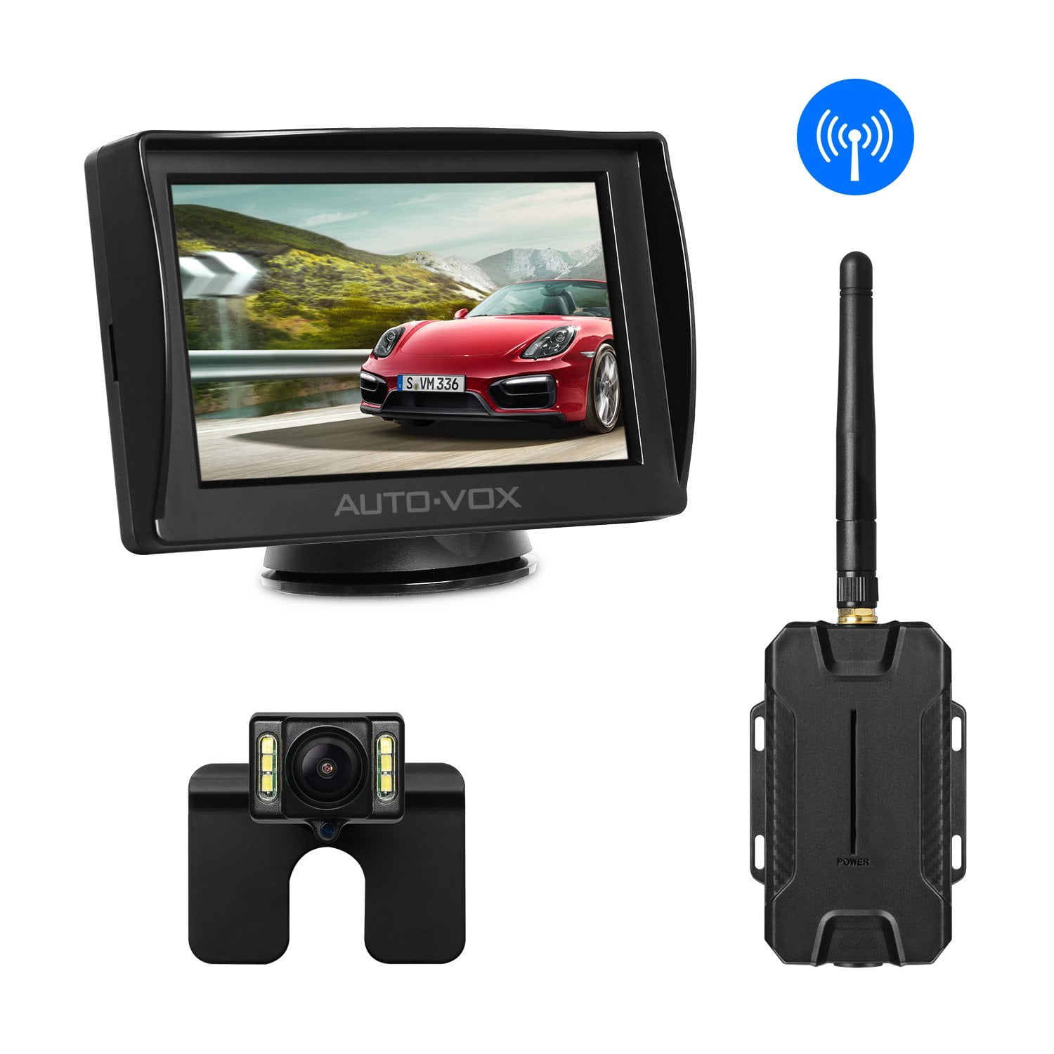 AUTOVOX M1W Wireless 4.3″ TFT LED Mirror Monitor + Car Rear View Backup ...