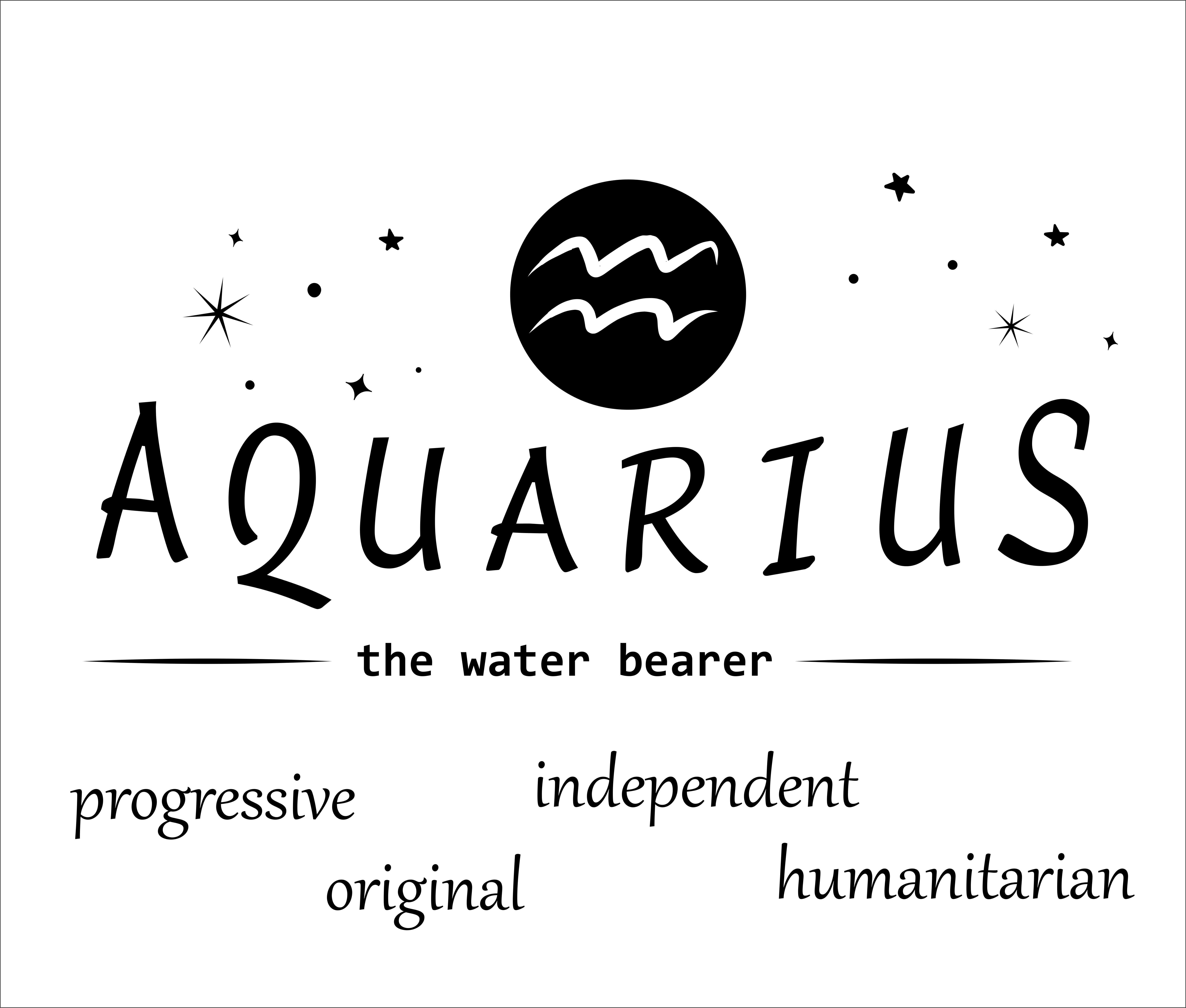 Aquarius the Water Bearer with Zodiac Symbol Artwork for Living Room ...