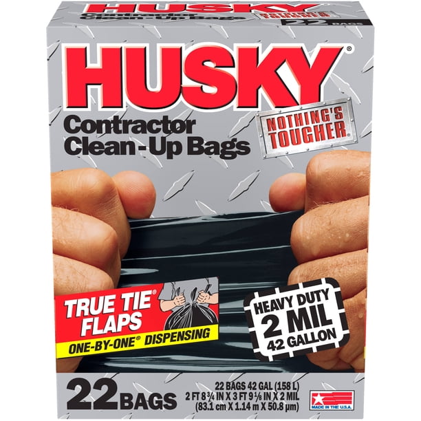 Husky 42 Gal Flap Tie 22 Ct Black Contractor Bag - Walmart.com