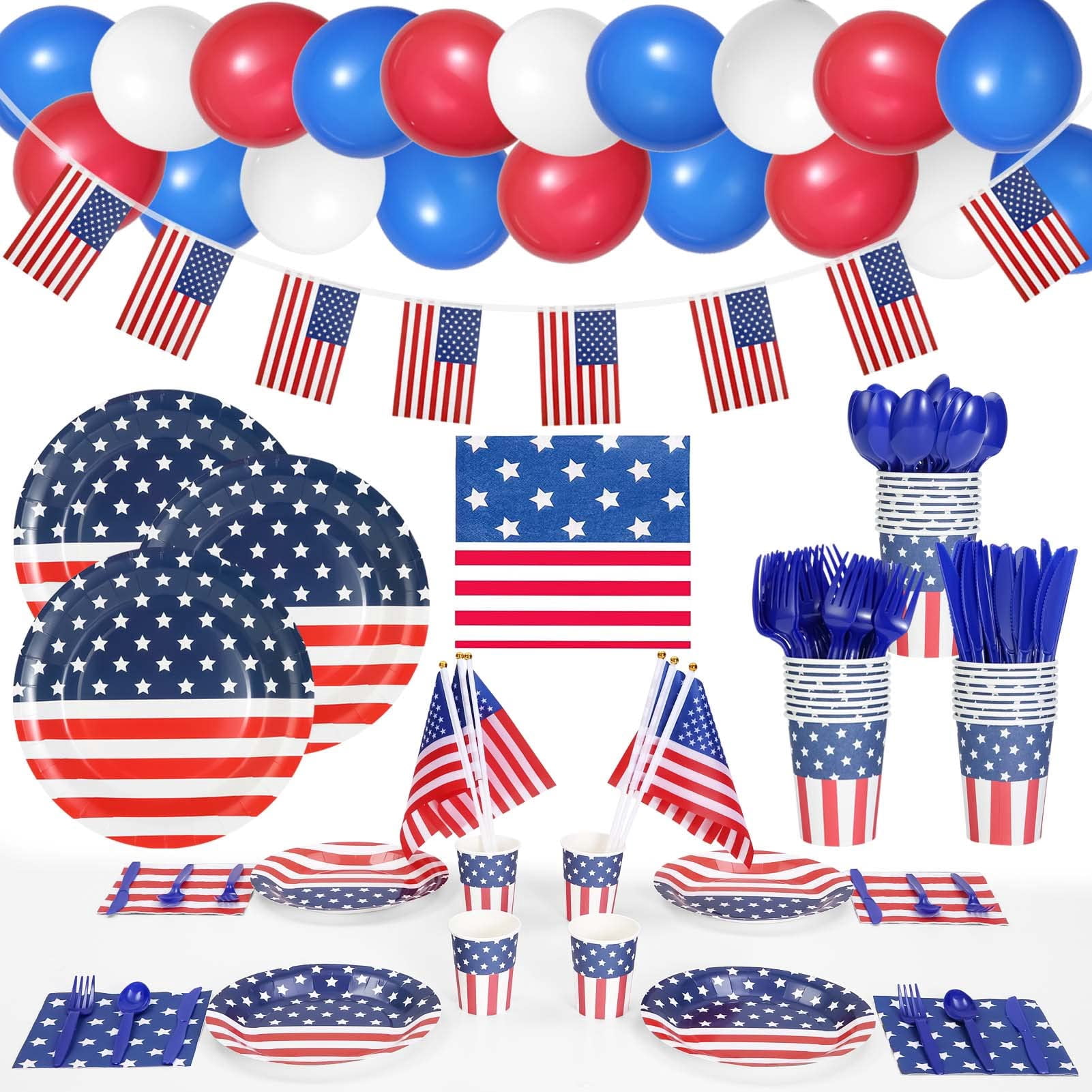4th of July American Flag Party Supplies Decorations,Memorial Day ...