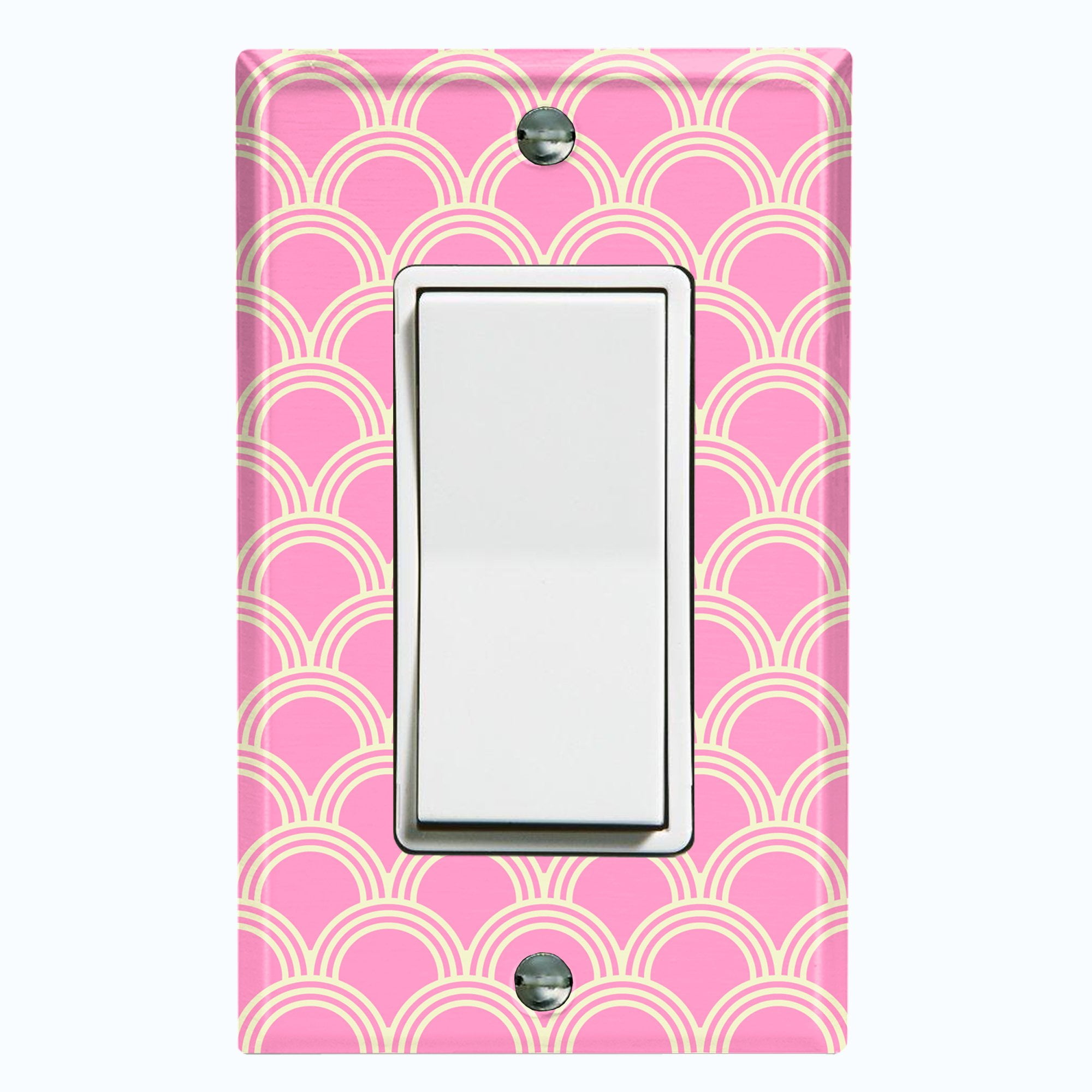 Metal Light Switch Plate Cover Japanese Sea Wave Pattern Pink Wallpaper ...