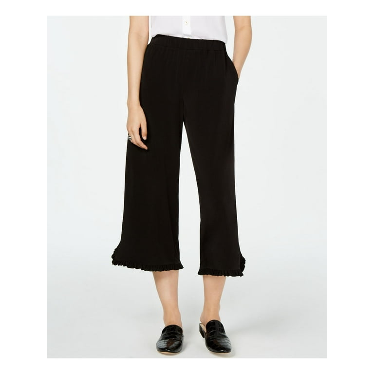MICHAEL Michael Kors Womens Petites Split Hem Ruffled Capri Pants Black P Walmart