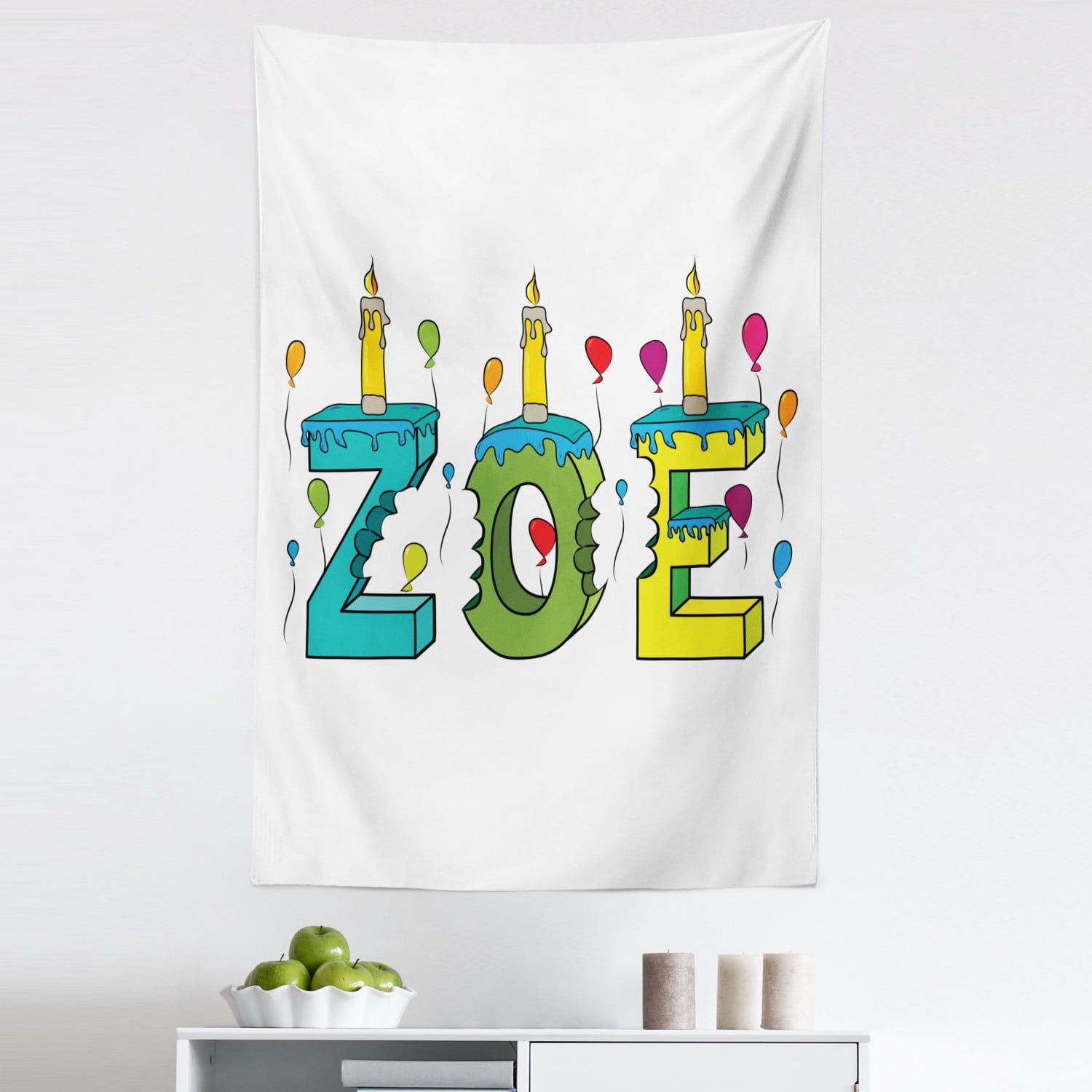 Zoe Tapestry, Colorful Social Gathering Themed Girl Name Design with ...