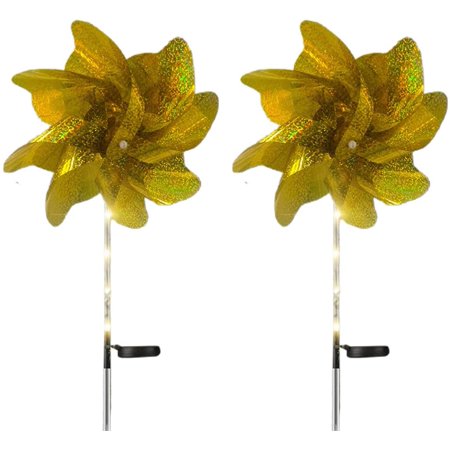 Reflective Pinwheels with Lights, 2 Pcs LED Solar Garden Windmill ...