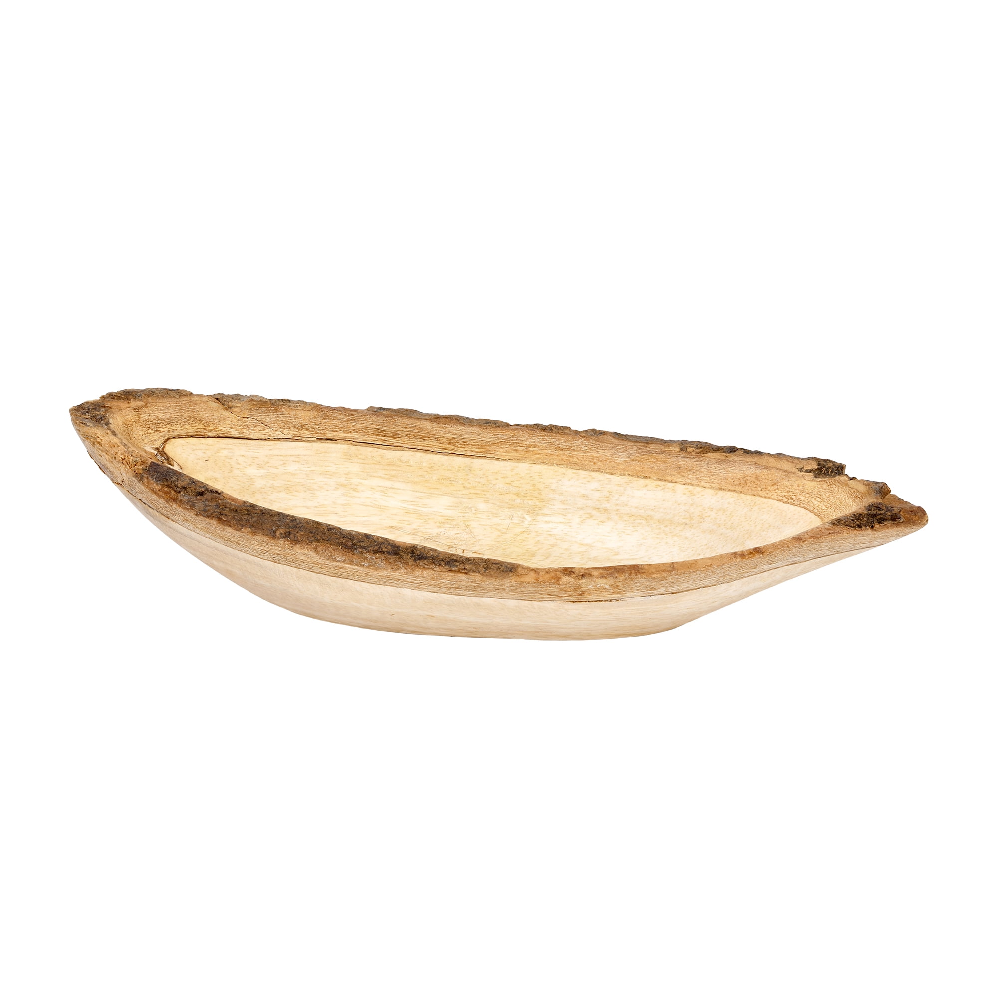 AeraVida Rough Oval Natural Beige Mango Tree Wood with Bark Rim Serving ...