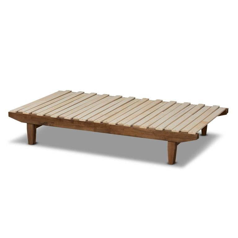 Baxton Studio Hiro Rubberwood Expandable Platform Bed Frame Twin Walnut Walmart