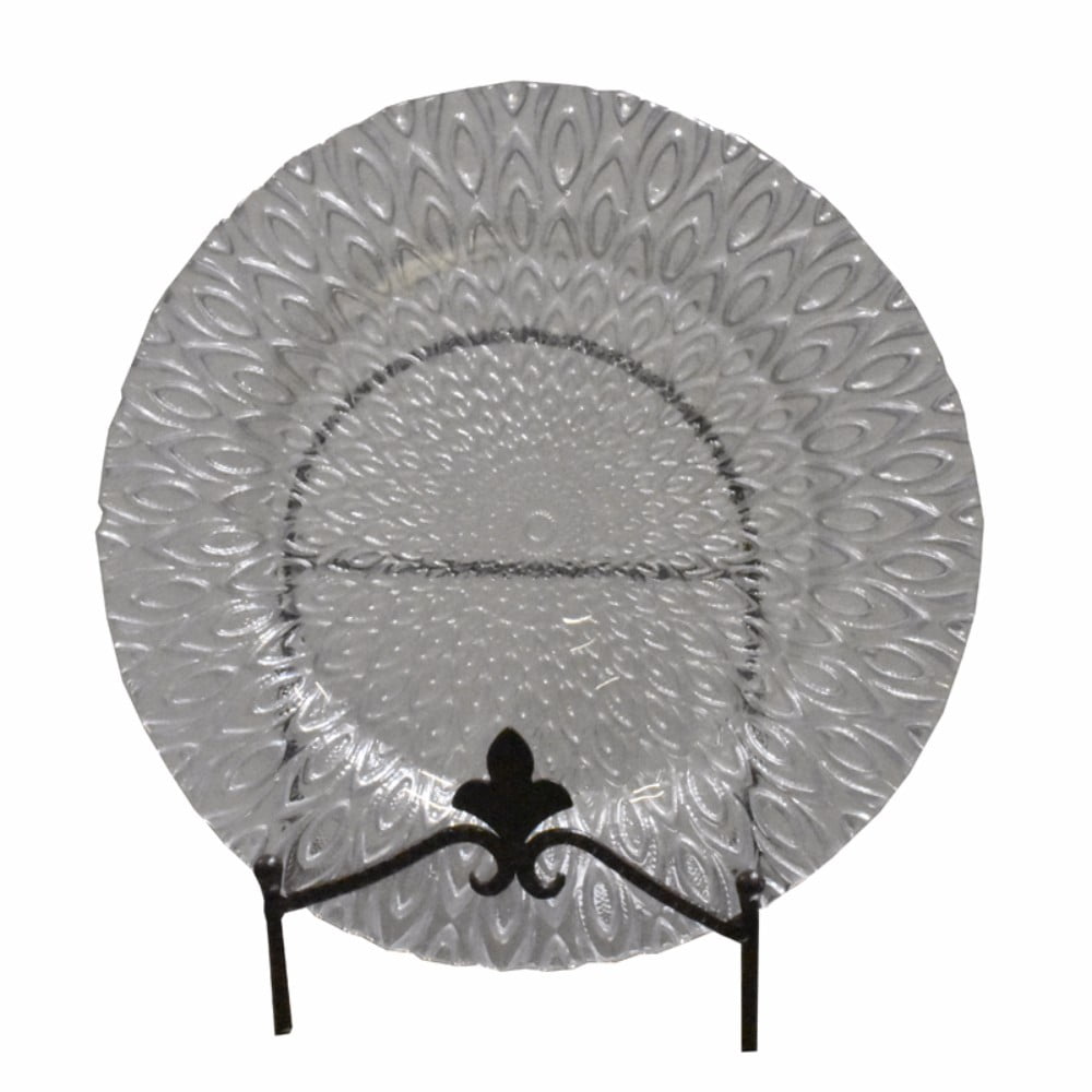 Appealing Glass Charger Plate With Engraved Pattern Clear