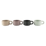 Thyme & Table 4-Piece Ceramic Ribbed Stackable Mug Set with Rack 12 fl ...