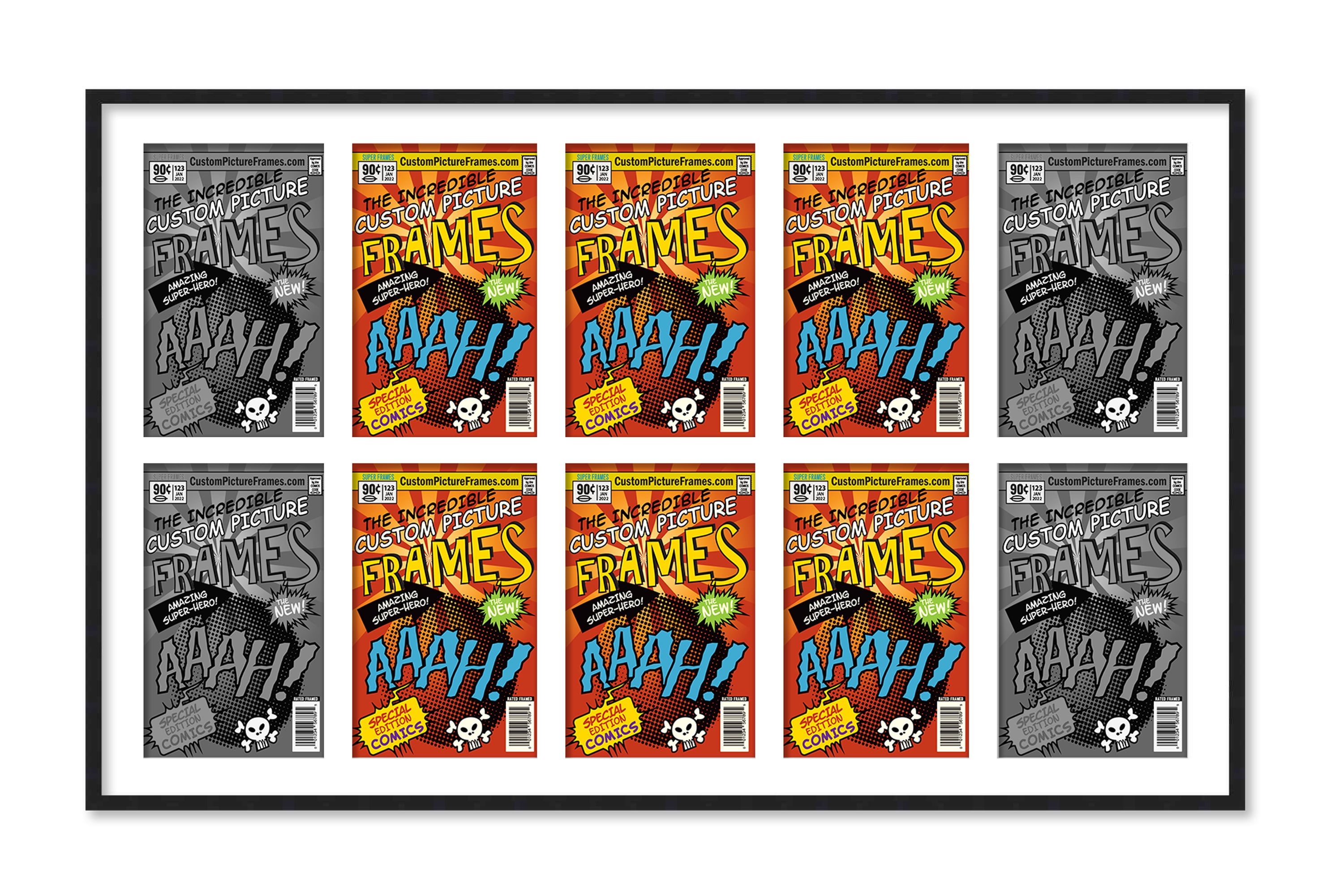 10 Comic Book Frame Black Collage Comic Book Frame with White Mat to ...